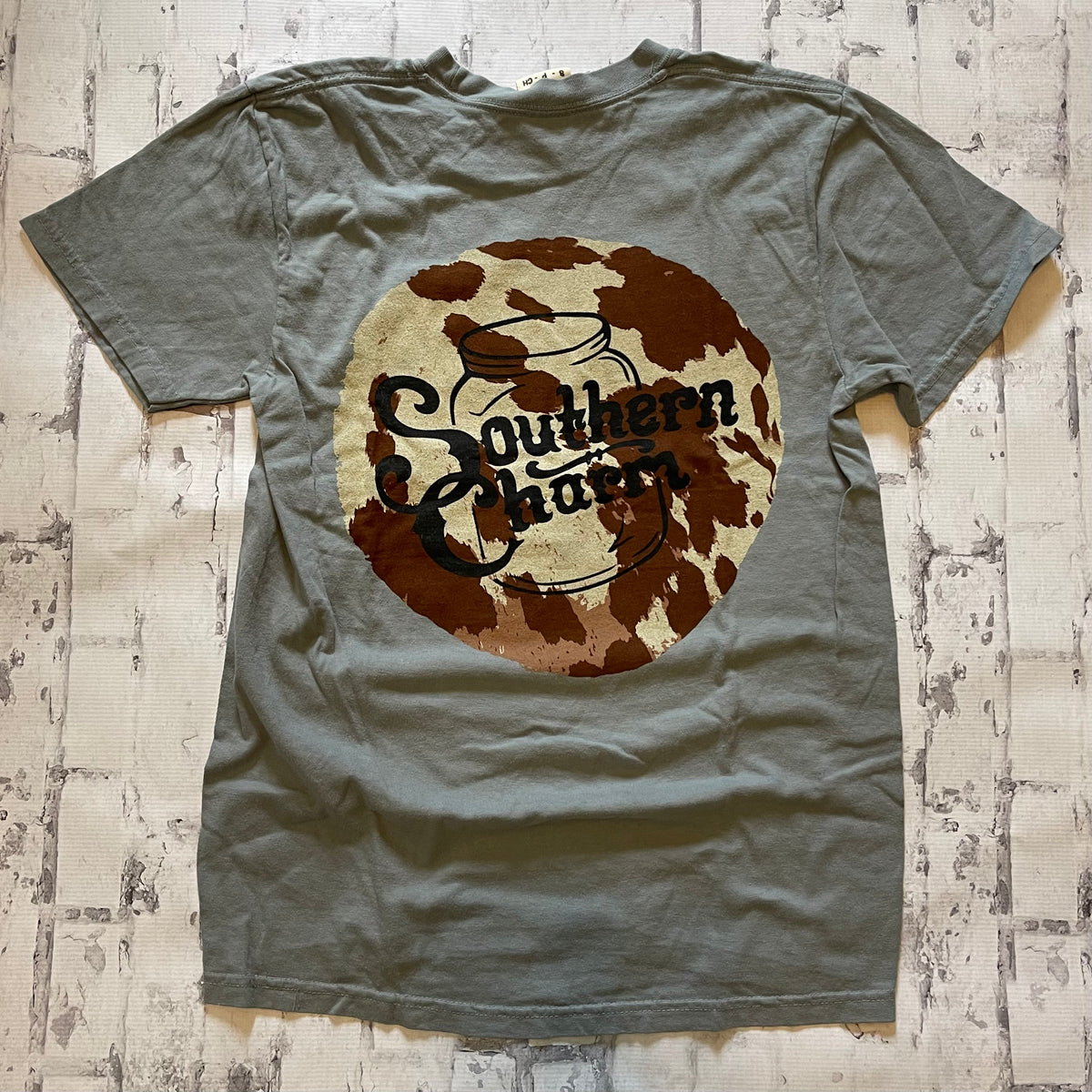 Southern Charm "Cow Original Circle" Short Sleeve T-shirt - Granite ...