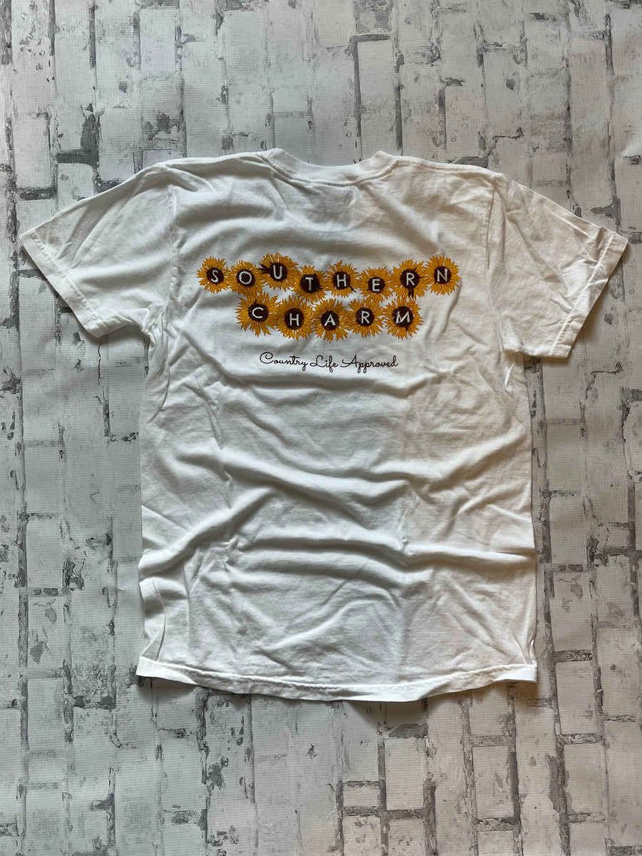 Southern Charm "Sunflower Banner " Short Sleeve T-shirt - White ...