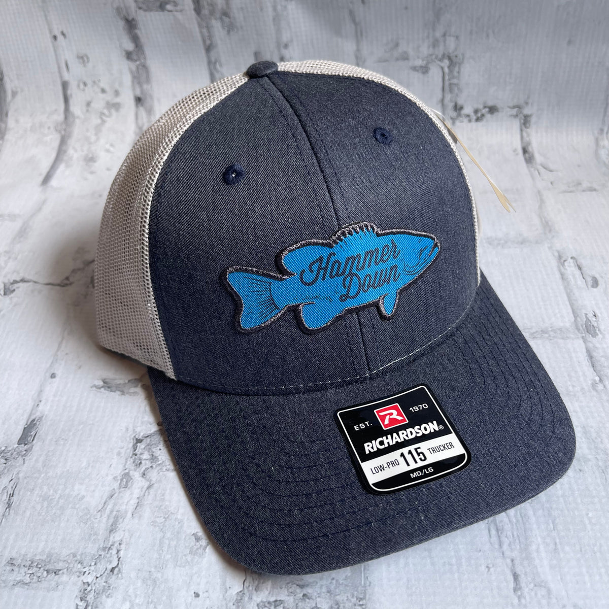 Hammer Down "HD Bass" Hat - Navy with Leather Patch – Southern Charm ...