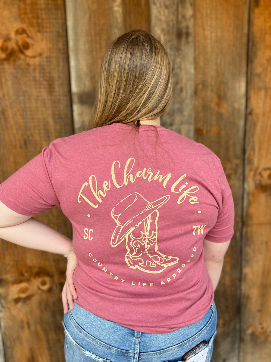 Southern Charm "Charm Life Cowgirl" Short Sleeve T-shirt - Mauve ...
