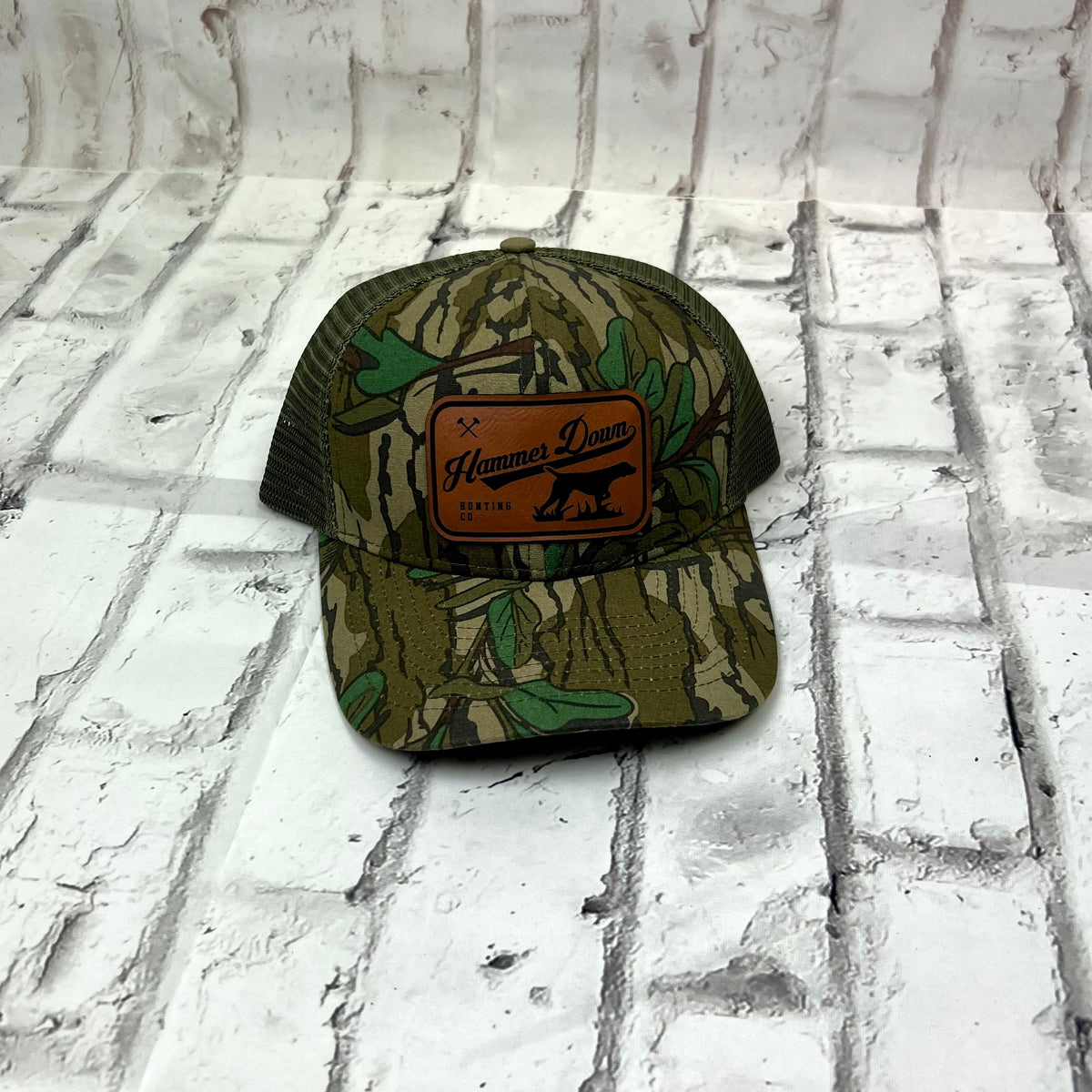 Hammer Down "Hunting Co" Hat - Camo with Leather Patch – Southern Charm ...
