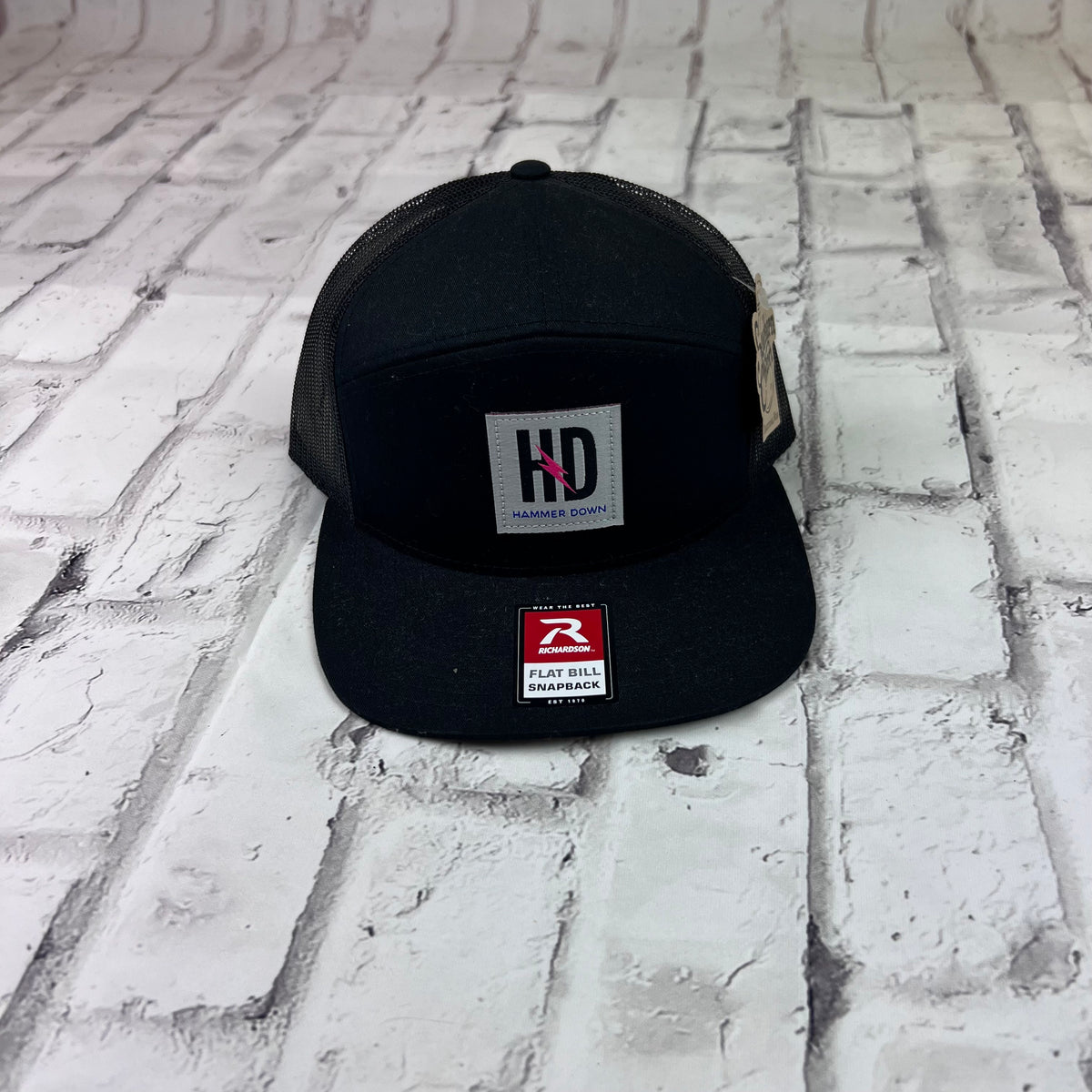 Hammer Down "Lightening Strike" Hat - Black with Leather Patch ...