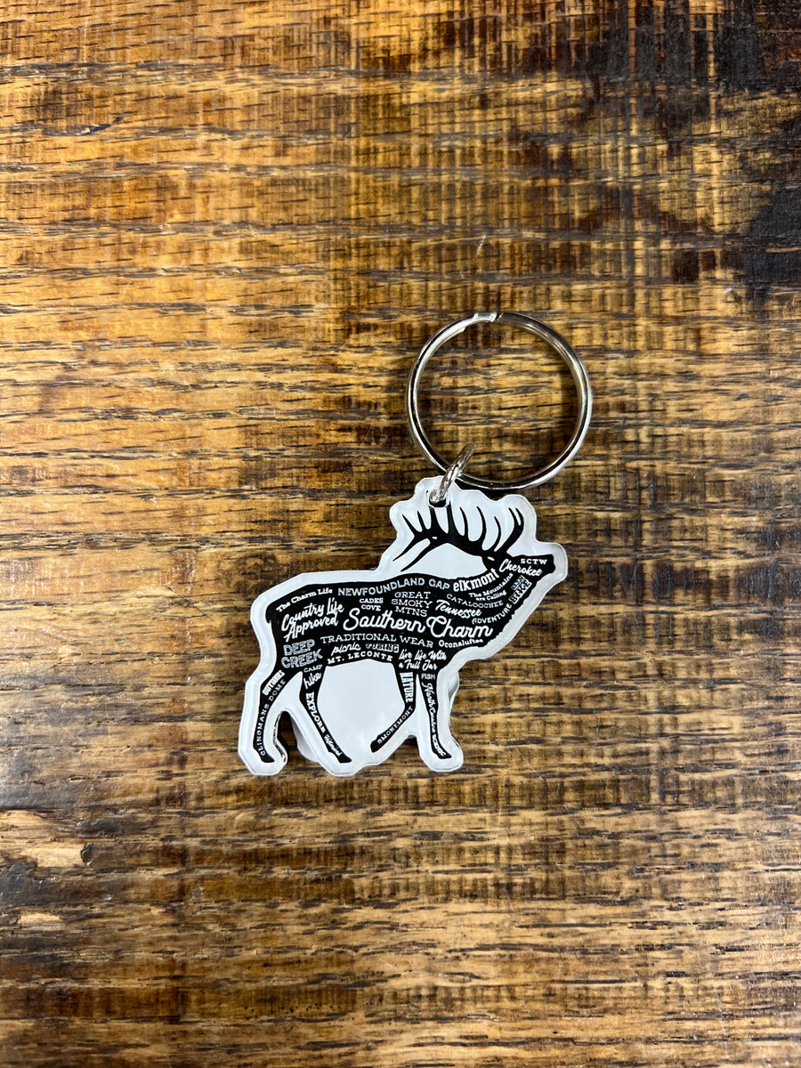 Southern Charm "Bubble Elk" Keychain - Black and White – Southern Charm ...
