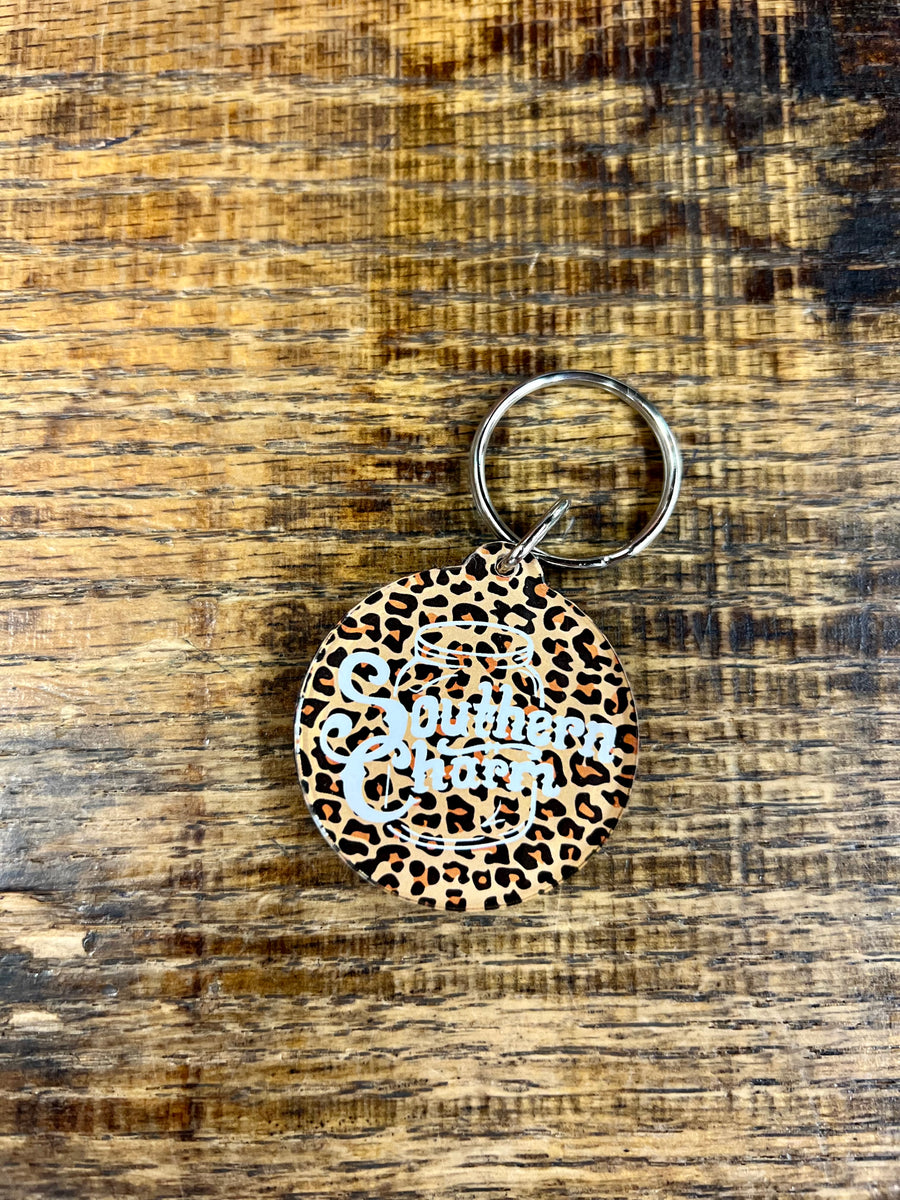 Southern Charm "Original" Keychain - White and Cheetah – Southern Charm ...