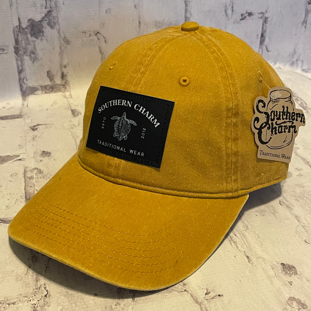 Southern Charm "Turtle Label" Hat - Mustard with Woven Patch – Southern ...